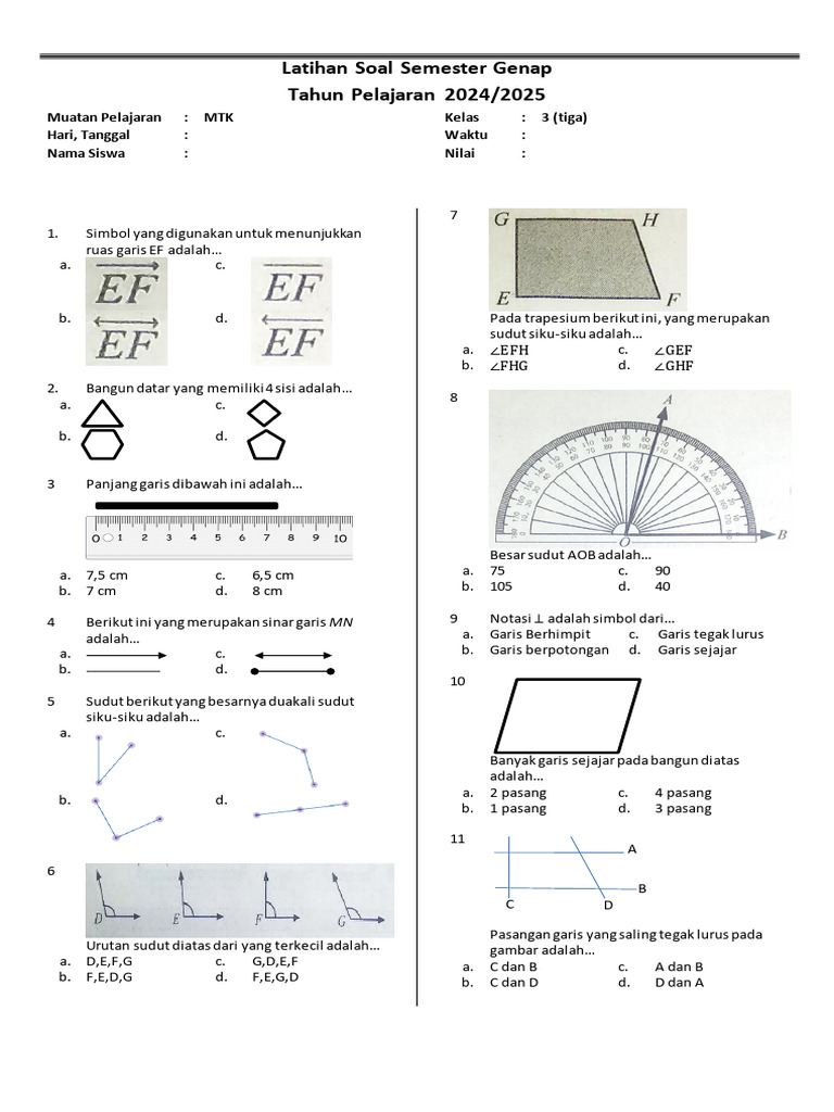 Latihan Soal MTK 1 | PDF