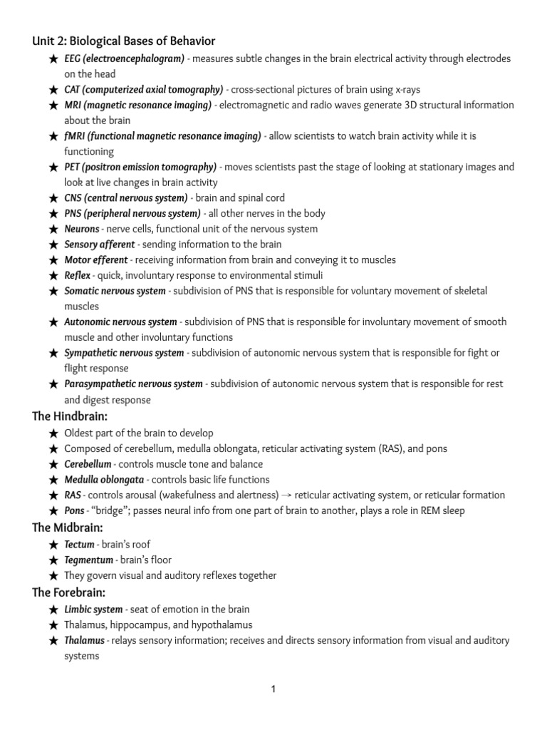 AP Psychology Unit 2 Vocabulary Guide | PDF | Neuron | Neurotransmitter