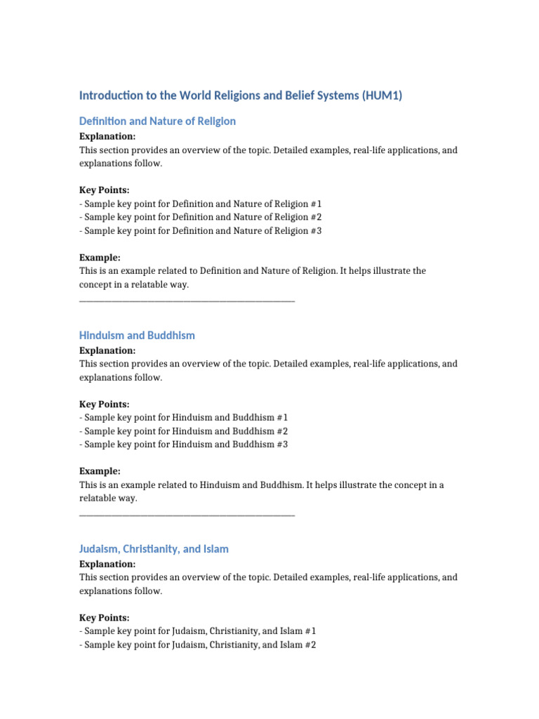 Introduction To The World Religions and Belief Systems | PDF | Folk ...
