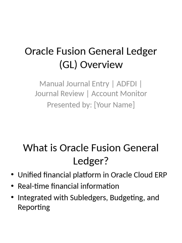Oracle Fusion GL: Journal Entry Guide | PDF