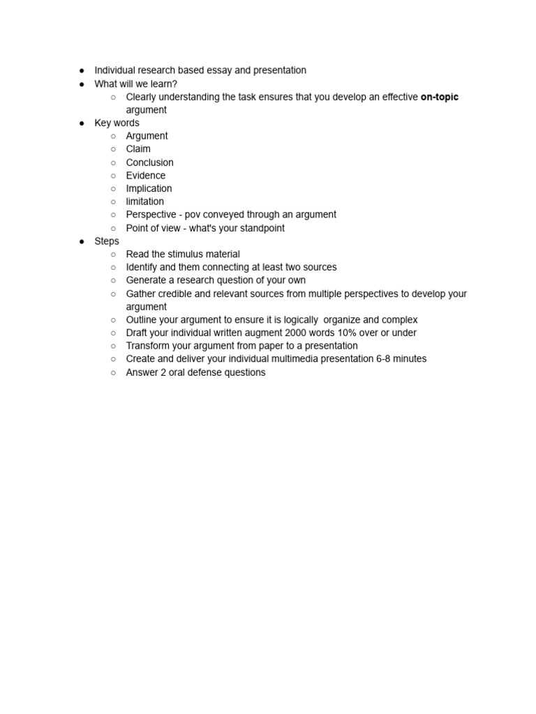 Research Essay and Presentation Guide | PDF