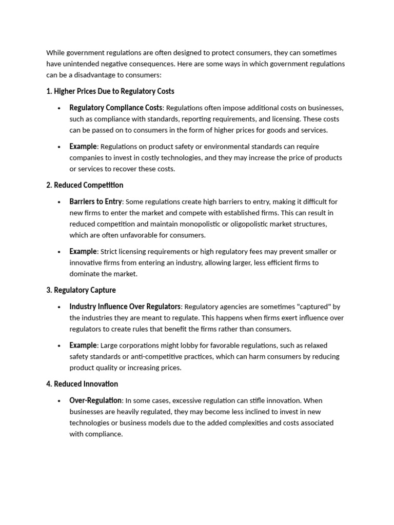 Drawbacks of Consumer Protection Regulations | PDF | Subsidy | Regulation