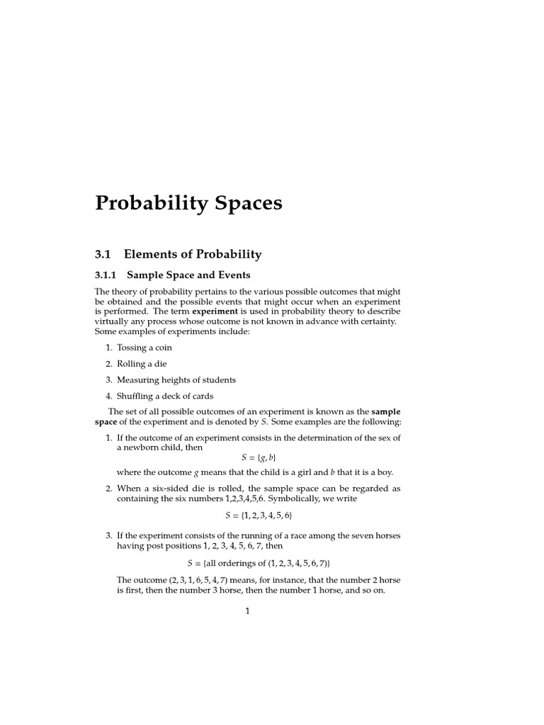 Topic 3 Probability Spaces-1 | PDF | Probability | Probability And Statistics