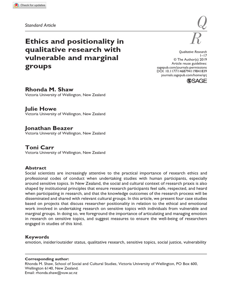 Ethics and Positionality in Qualitative Research W | PDF | Mental ...