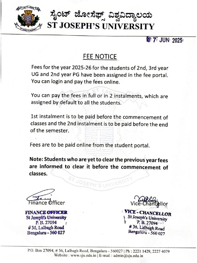 FEE NOTICE 18.06.2025 | PDF