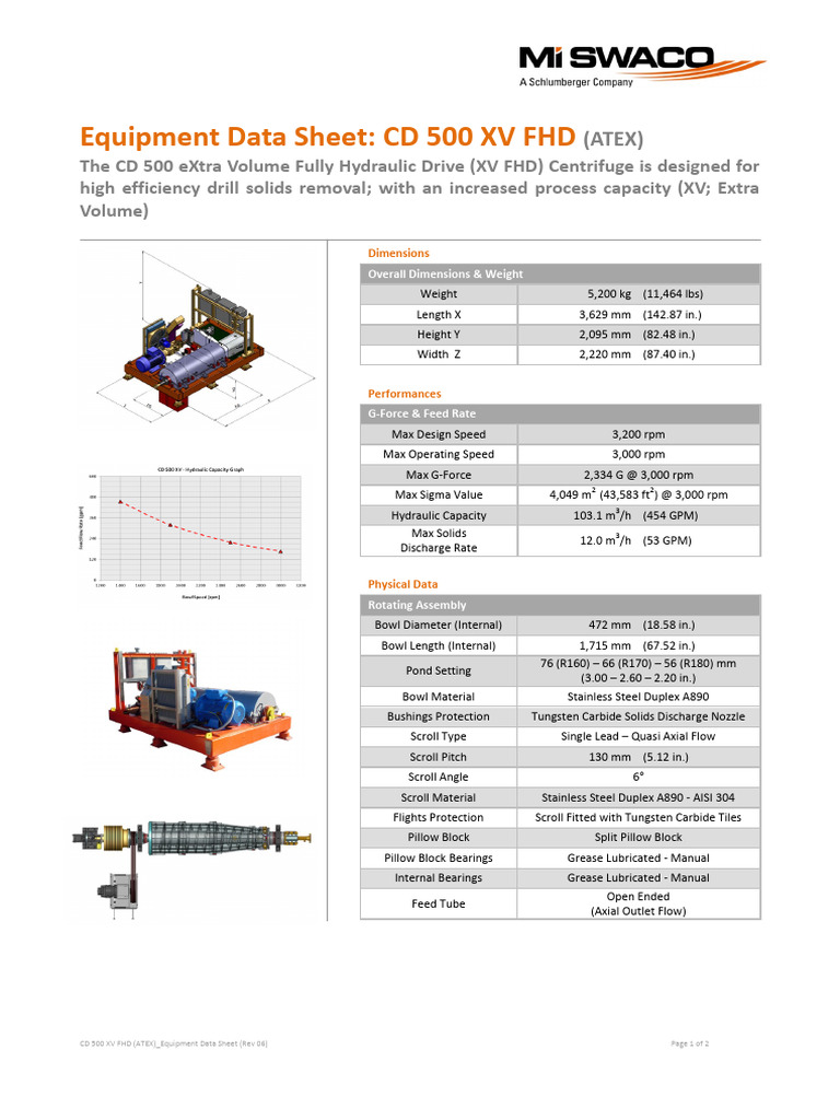 CD 500 XV FHD Centrifuge Data Sheet | PDF | Bearing (Mechanical ...