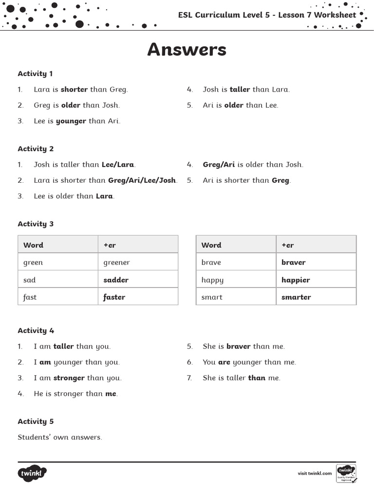 Lesson 7 - Level 5 Interactive Worksheet Answers | PDF