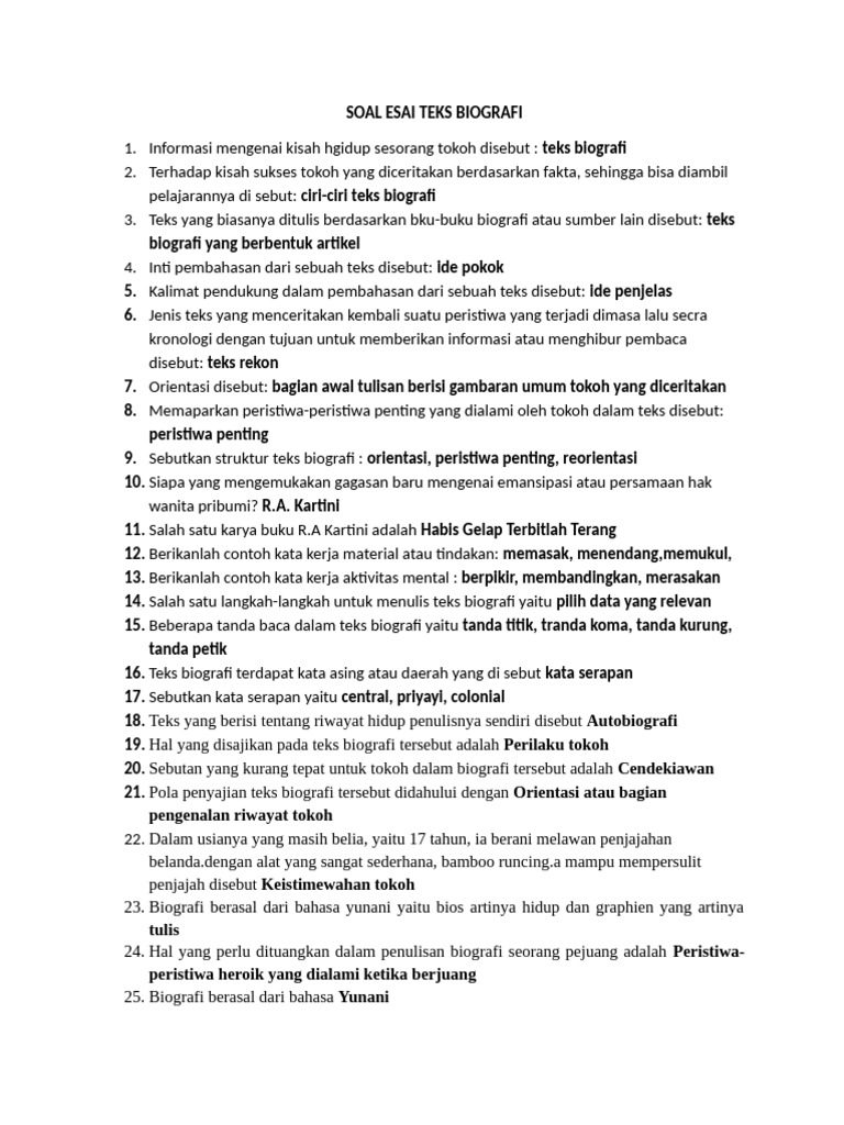 Soal Esai Teks Biografi | PDF