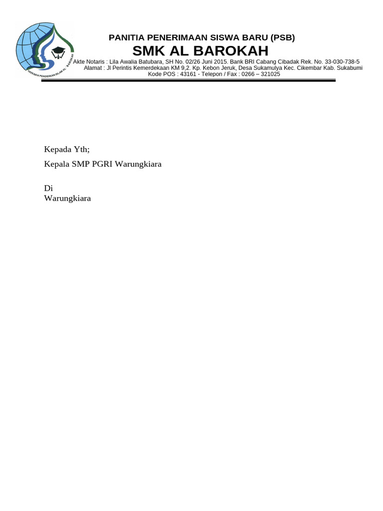 Kop Amplop Surat PSB | PDF