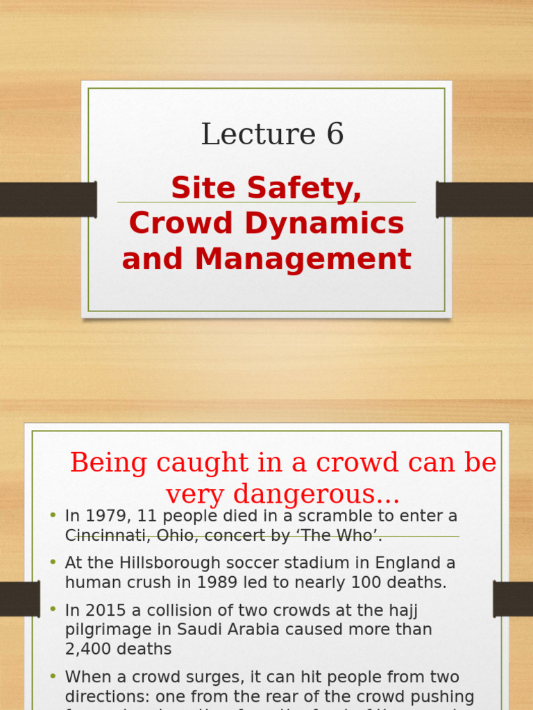 Lecture 6 Site Safety, Crowd Management | PDF | Psychology