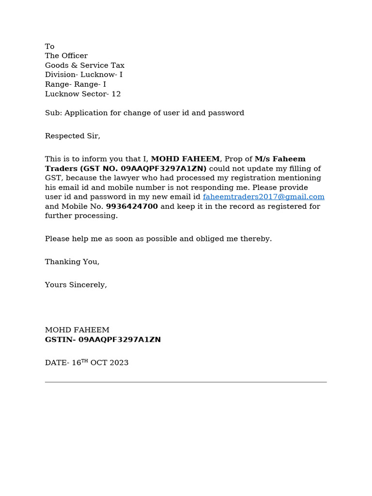 Mohd Faheem M/s Faheem Traders: (GST NO. 09AAQPF3297A1ZN) | PDF