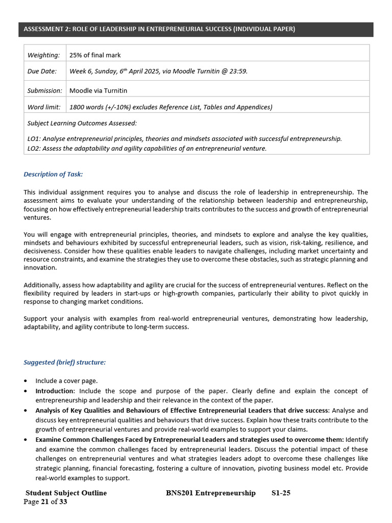 Assessment 2 Guideline Rubric | PDF | Entrepreneurship | Mindset