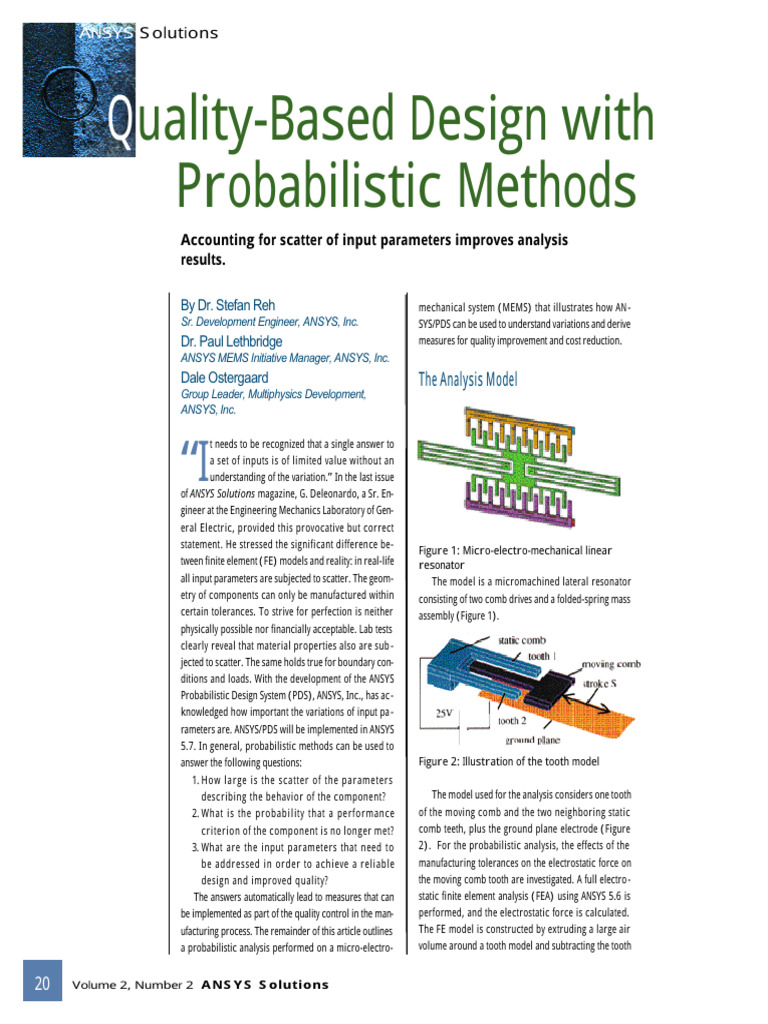 Quality-Based Design With Probabilistic Methods - ANSYS Users | PDF | Probability Distribution ...