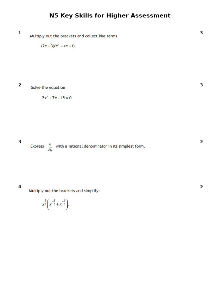 N5 Key Skills For Higher Assessment | PDF