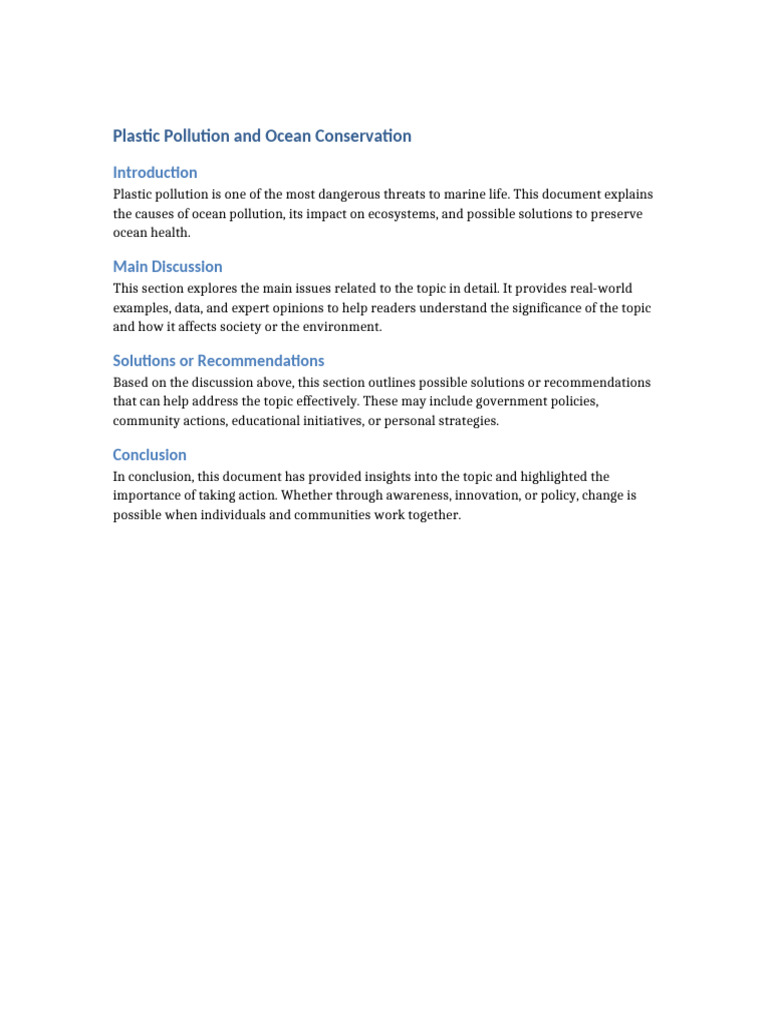 Document 5 Plastic Pollution and Ocean Conservation | PDF