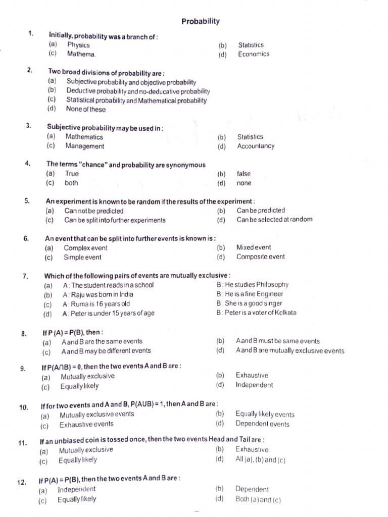 Probability Worksheet 1 | PDF | Odds | Probability