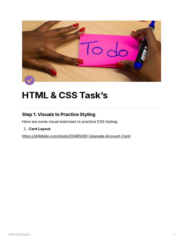 HTML & CSS Practice Tasks Guide | PDF
