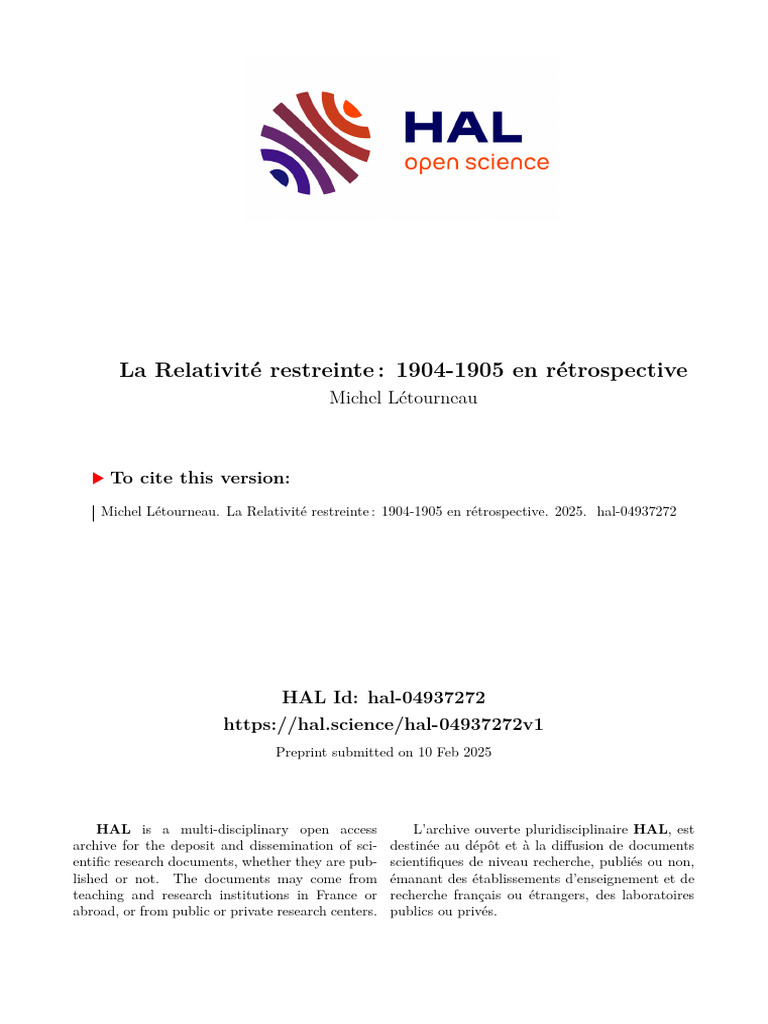 Réévaluation de la Relativité restreinte | PDF | Relativité restreinte ...
