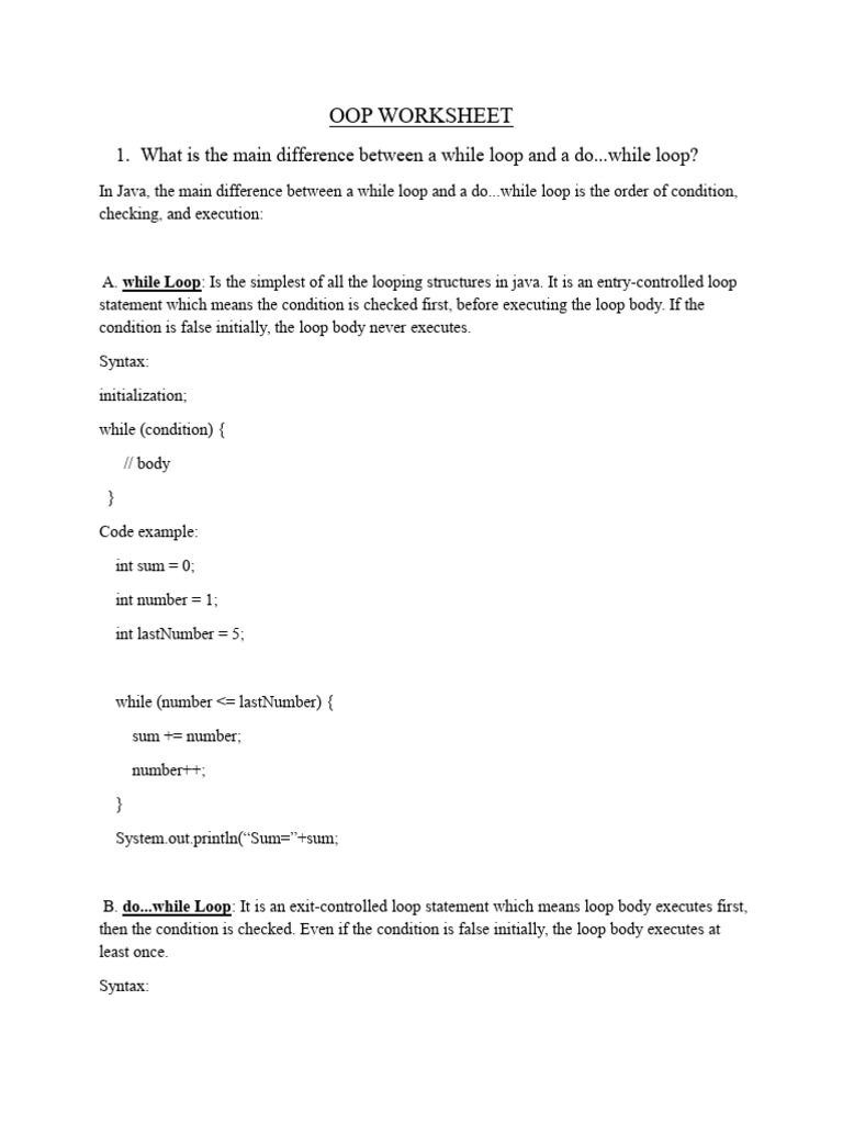 While Loop and Do While Loop | PDF