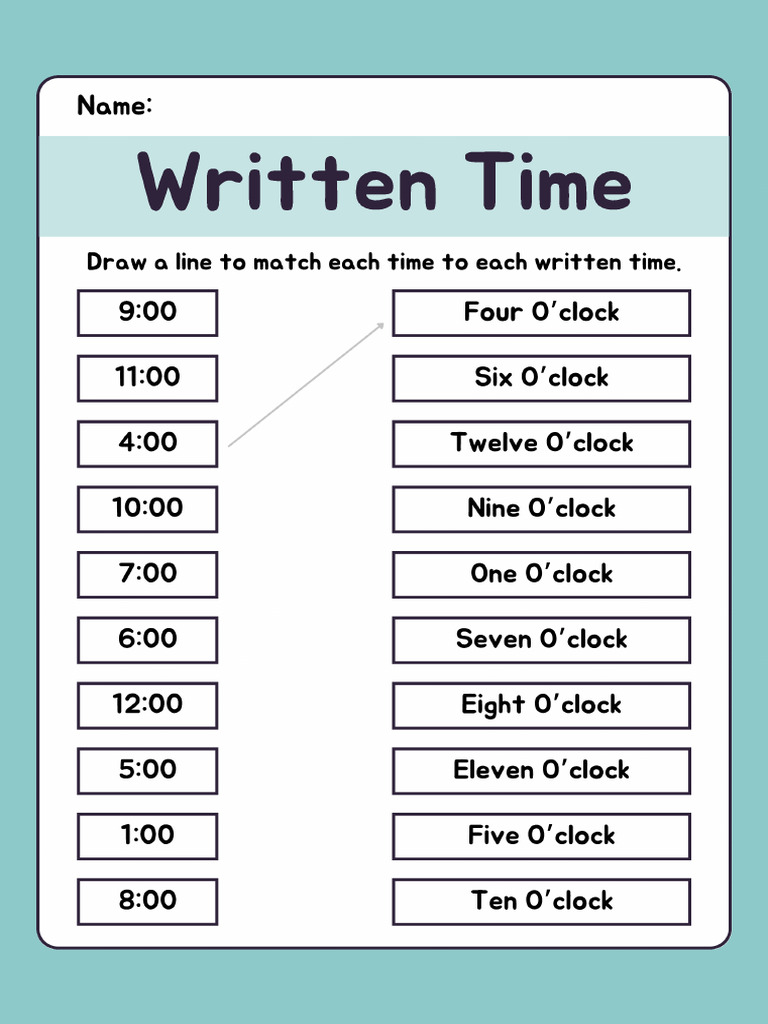 Written Time Worksheet | PDF
