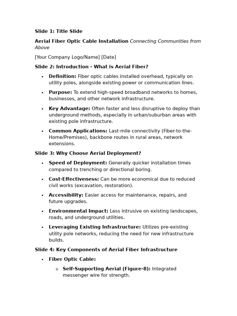 Aerial Fiber Optic Cable Installation Guide | PDF | Optical Fiber | Wire