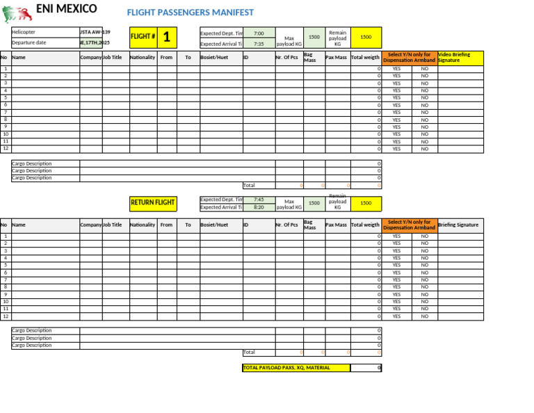 Helicopter Flight Passenger Manifest | PDF | Aviation | Transport