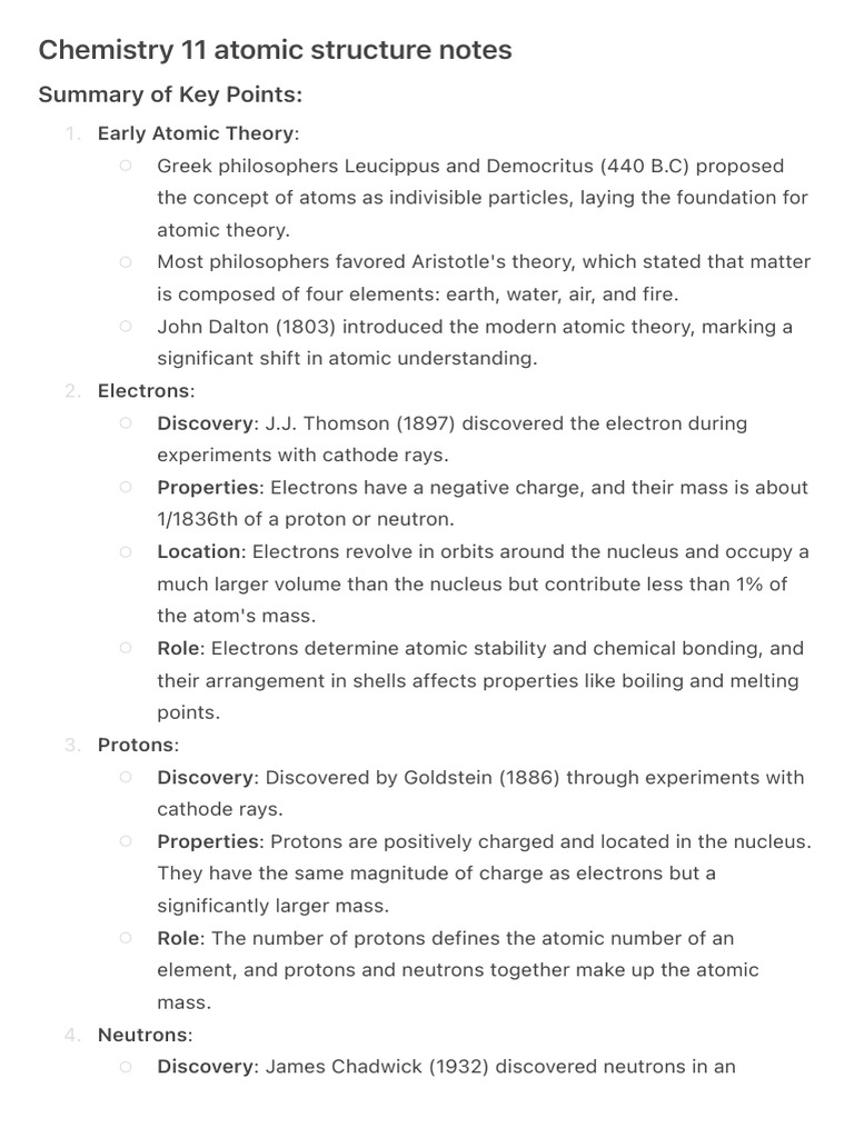 Chemistry 11 Atomic Structure Notes | PDF | Radioactive Decay ...
