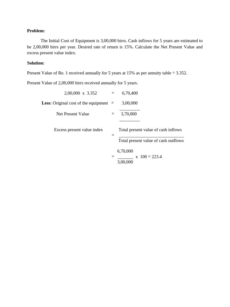 Net Present Value Problem | PDF