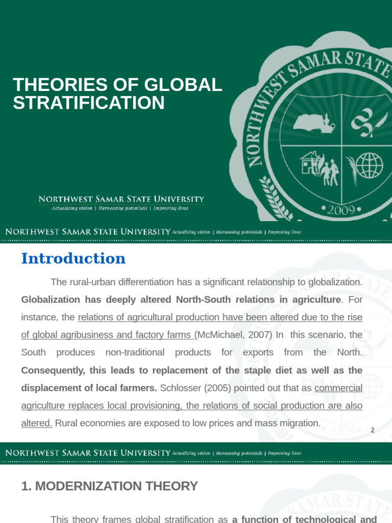Theories of Global Stratification | PDF | Modernization Theory | Economies