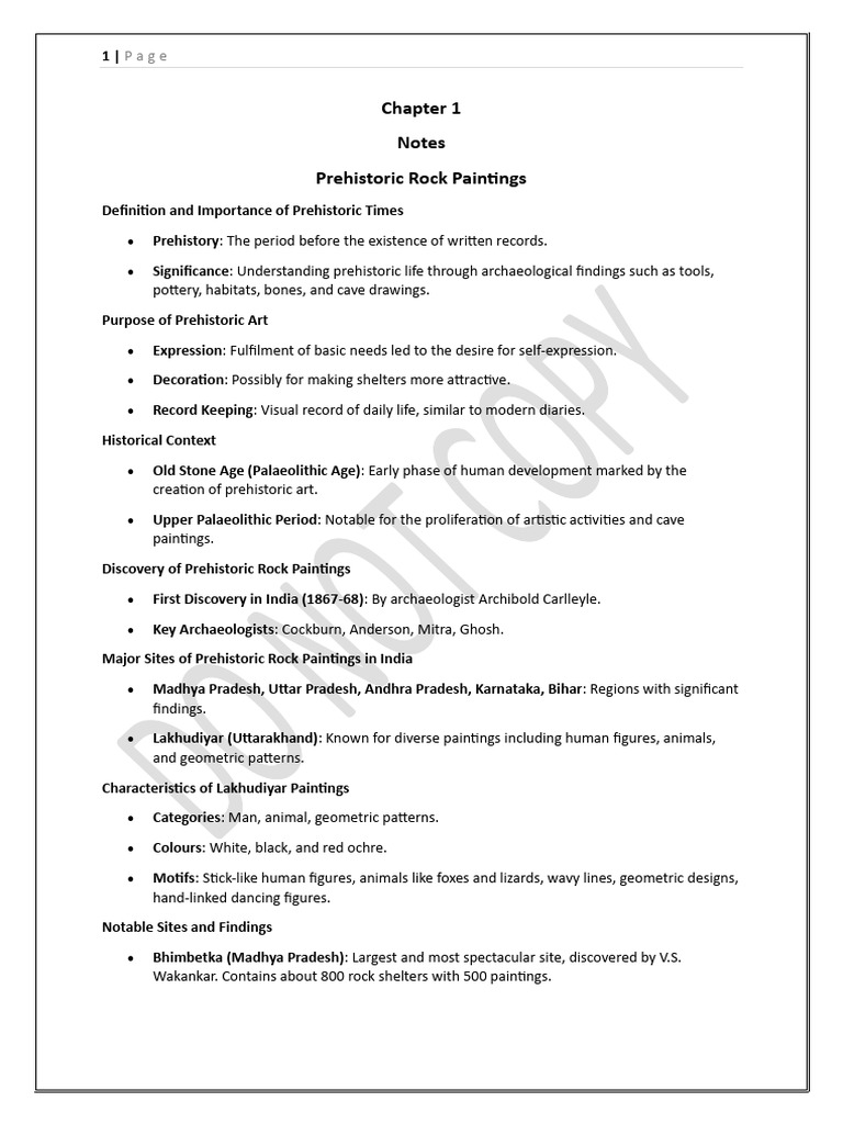 Prehistoric Rock Paintings Notes | PDF | Paintings