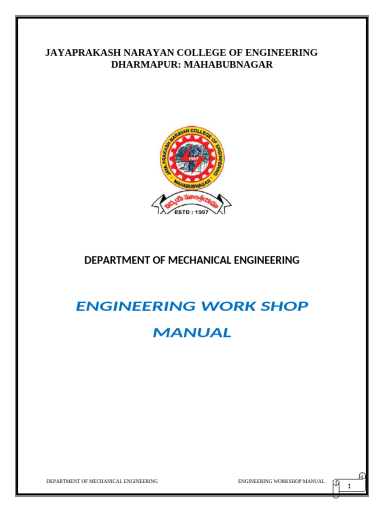 Engineering Workshop Manual Overview | PDF | Electrical Connector ...