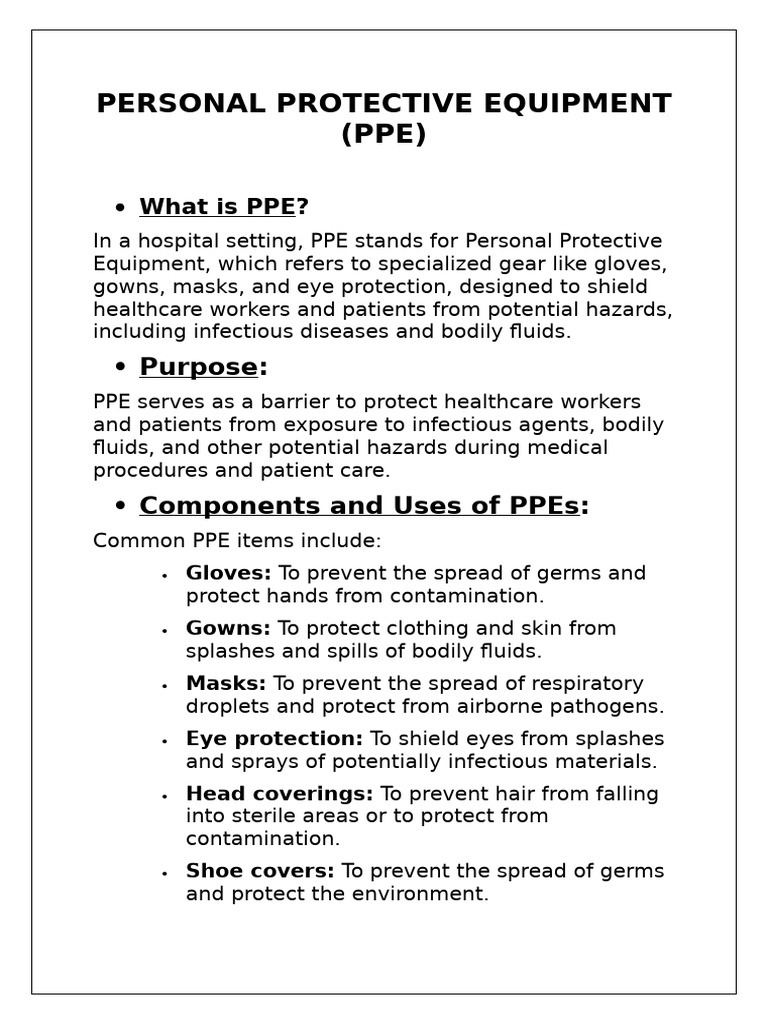 Personal Protective Equipment | PDF