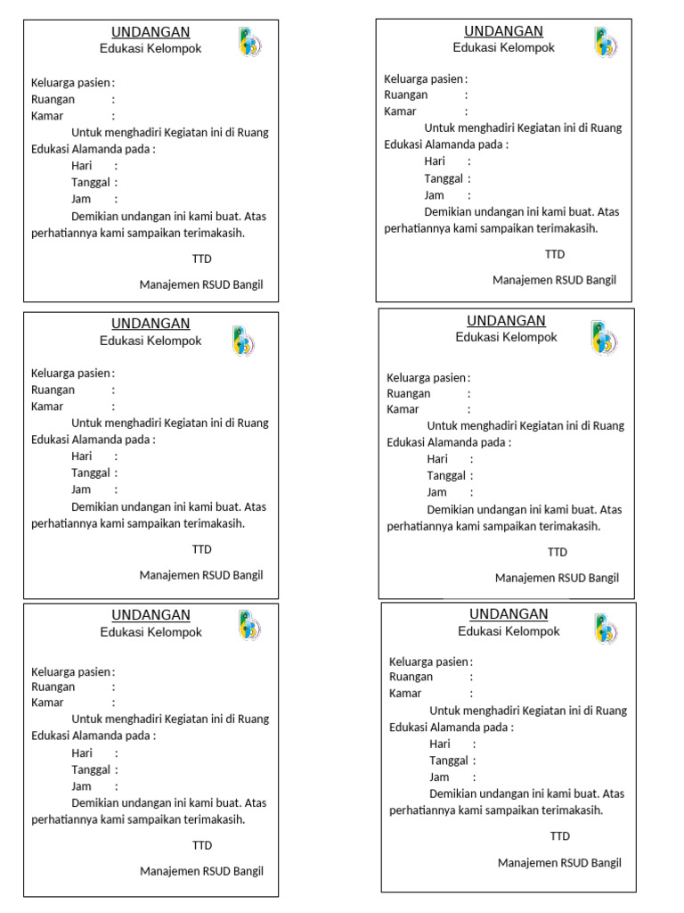 Form Undangan Area 2 | PDF