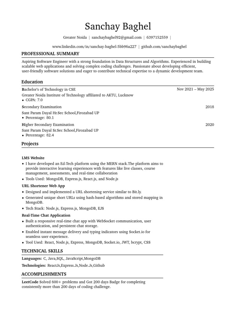 Backend Resume | PDF