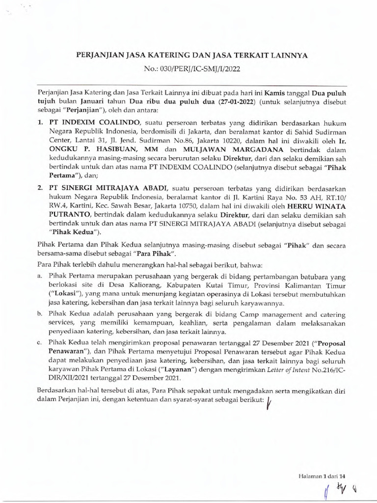 Kontrak Indexim Coalindo - Full | PDF