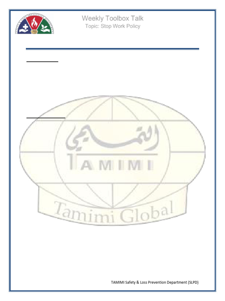 Stop Work Policy | PDF