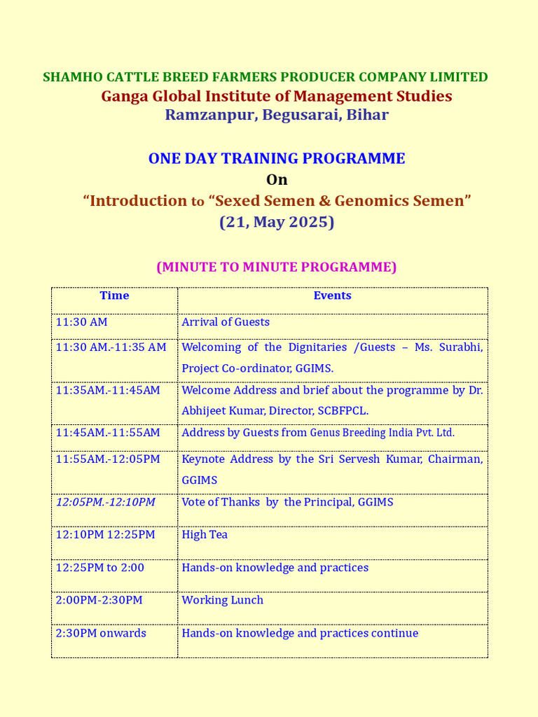 Minute To Minute Programme of Traning | PDF