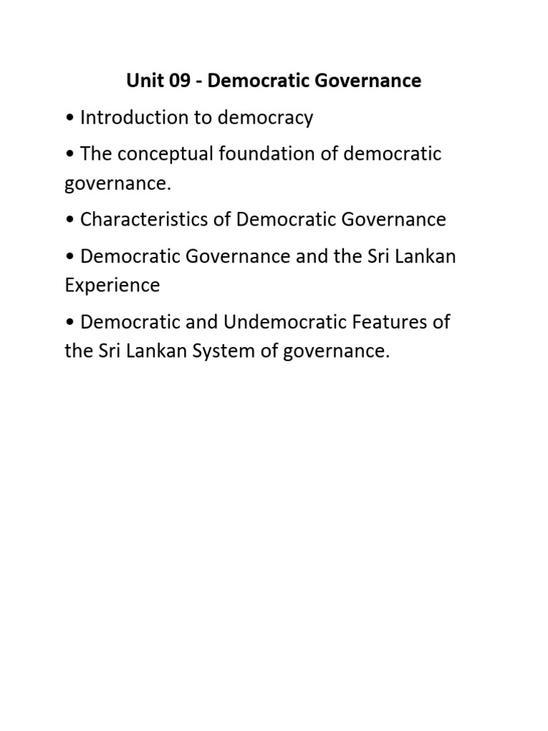 Edited Unit 09 Democratic Governance Part 01 | PDF | Democracy ...