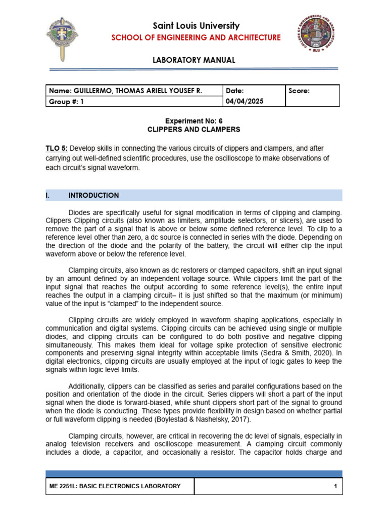 BasicElecLab Expt6 Individual Report | PDF | Computer Engineering | Electromagnetism