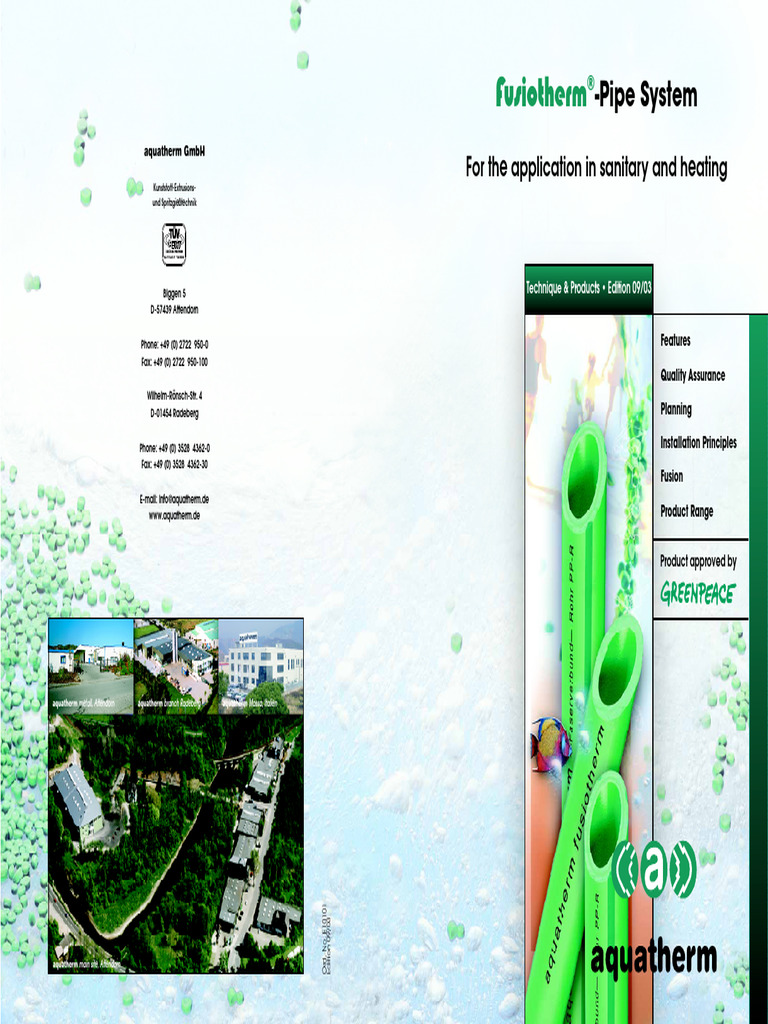 Aquatherm - Fusiotherm Katalog (ENG) | PDF | Pipe (Fluid Conveyance) | Water