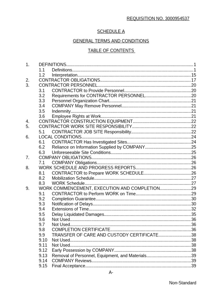 Schedule A | PDF | General Contractor | Regulation