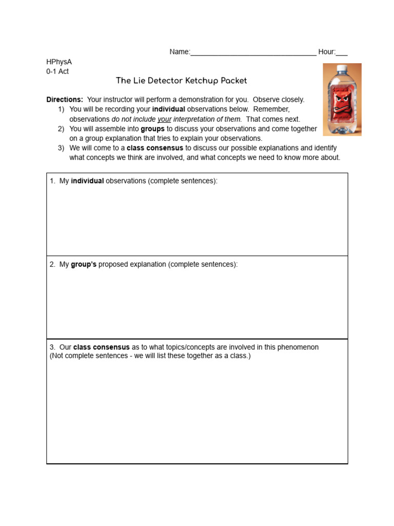 HPhysA 0-1 Act - Lie Detector Ketchup | PDF