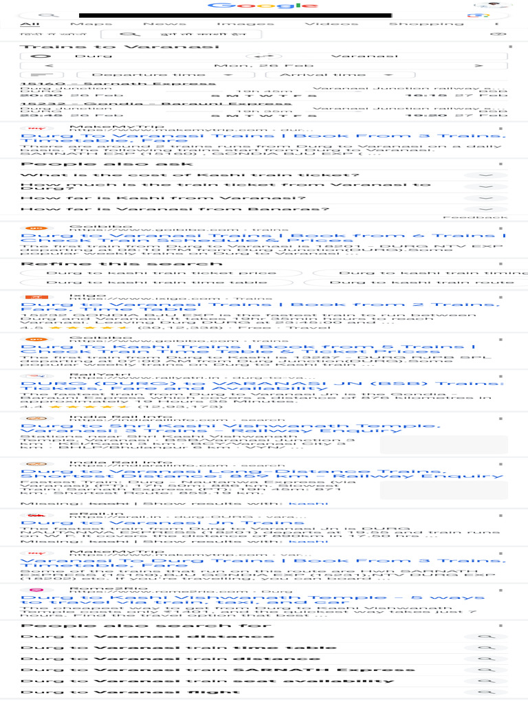 Durg To Kashi Train - Google Search | PDF | Transport | Rail Transport