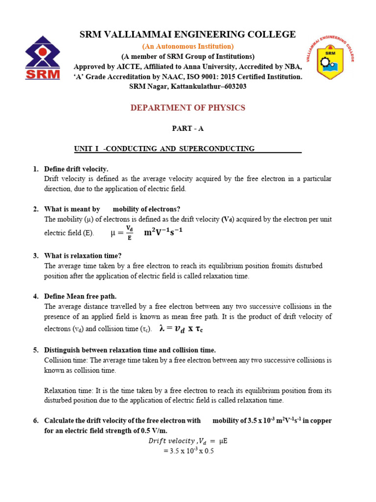 PH3223 - PFEE Part A Answers | PDF | Semiconductors | Band Gap
