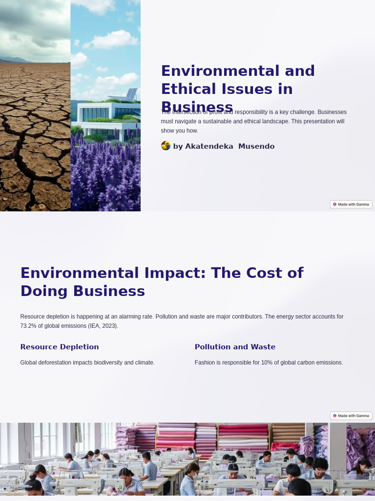 Environmental and Ethical Issues in Business | PDF | Corporate Social ...