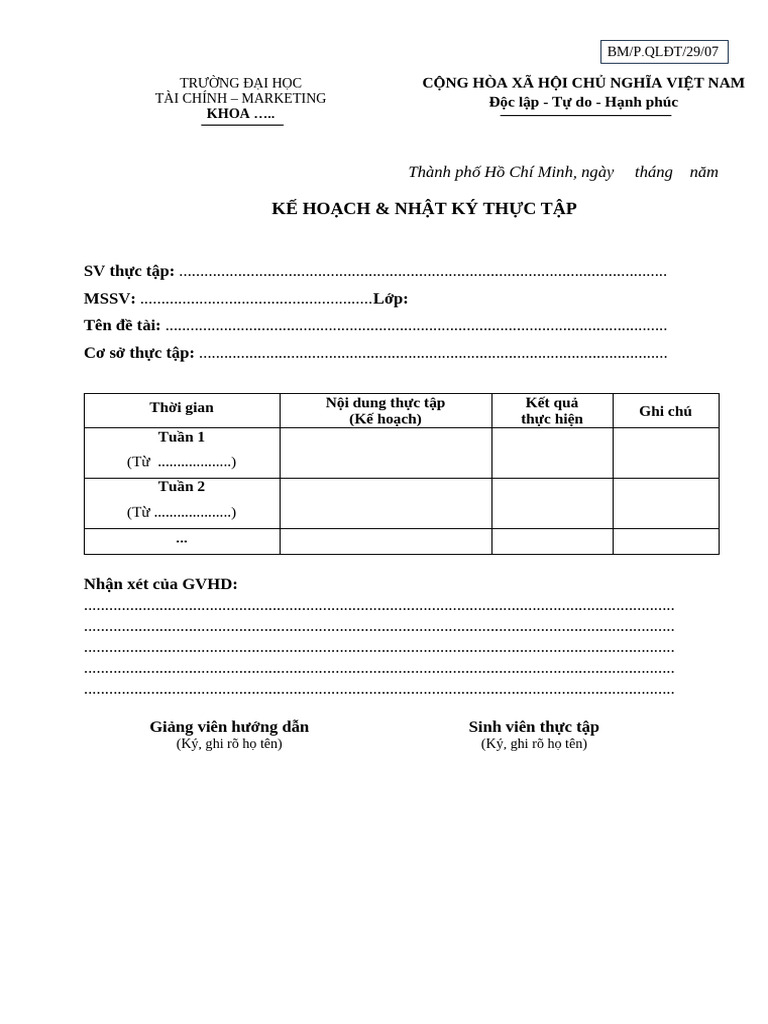 Nhat Ky Thuc Tap | PDF
