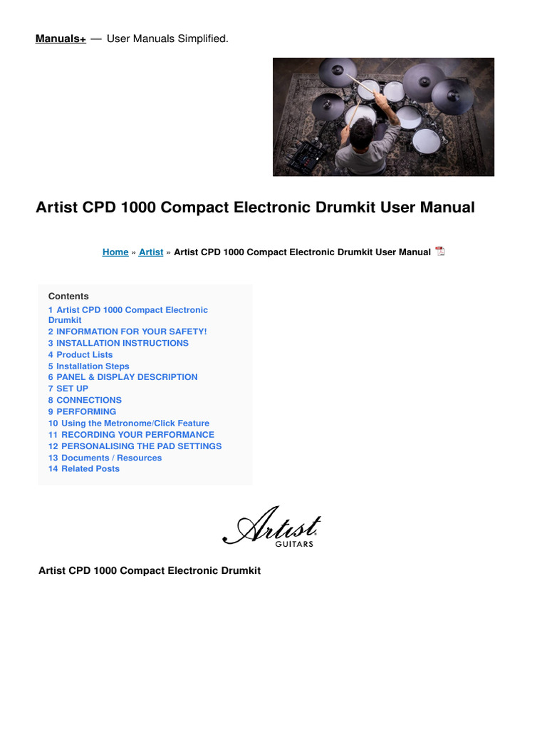 CPD 1000 Drum Kit User Manual | PDF | Headphones | Electromagnetic ...