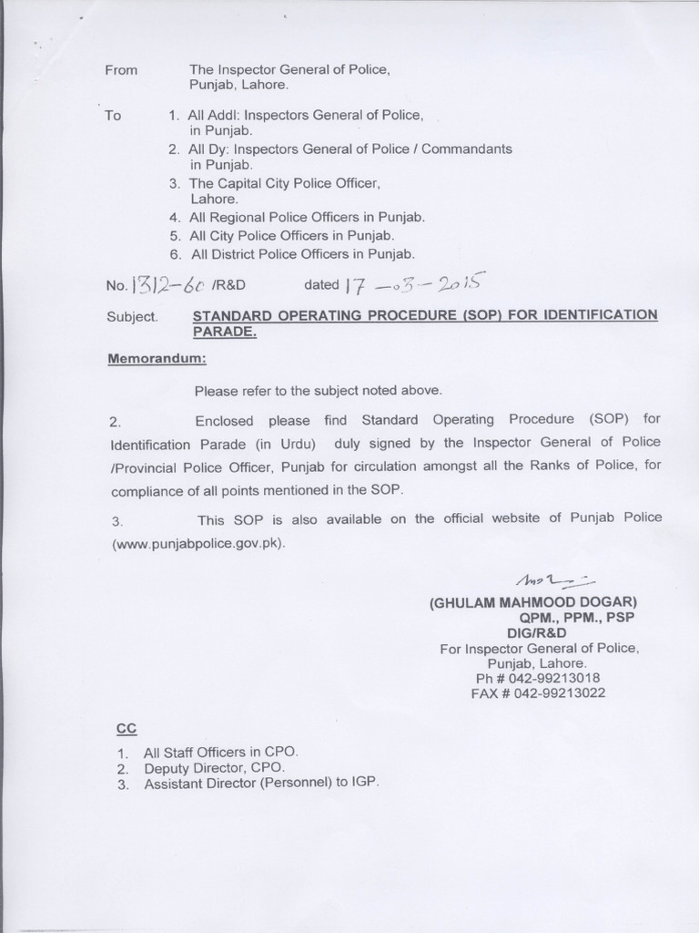 SOP For Identification Parade | PDF