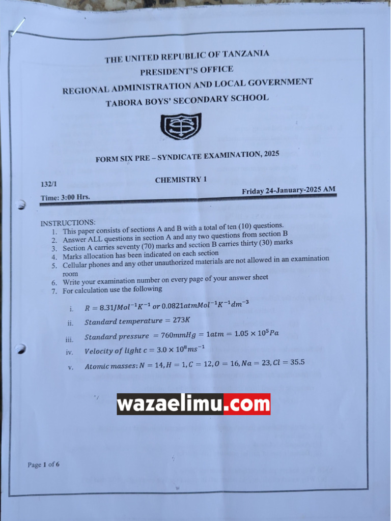 T.boys Pre Syndicate Chemistry1 - 2025 | PDF