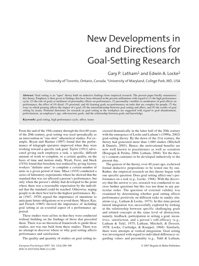 Advances in Goal-Setting Theory | PDF | Goal Setting | Goal